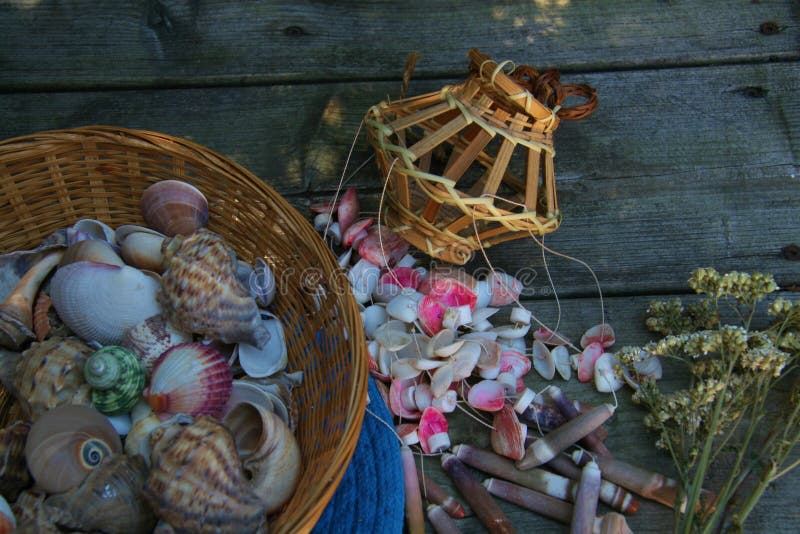 Countryside Wind Chime Sea Shells Decorations. Still Life. Summer ...
