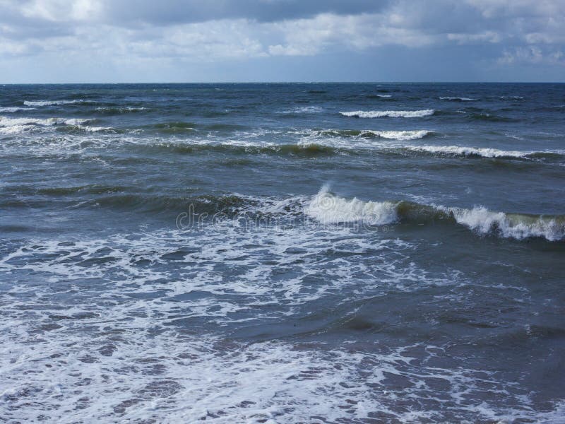Summer Sea View with Stormy Sea Waves Stock Image - Image of seaside ...
