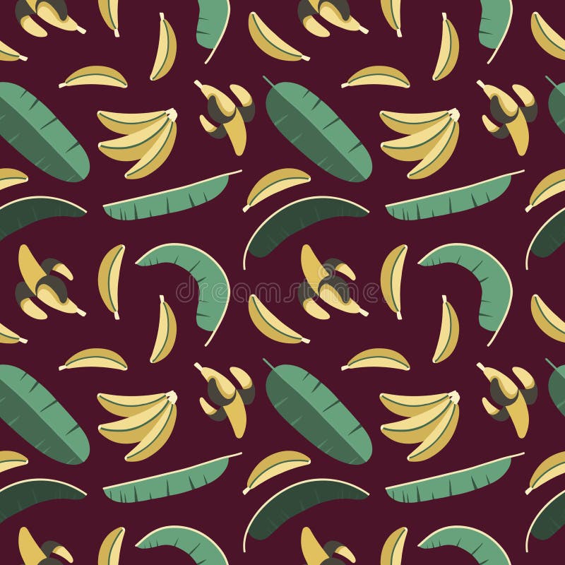 Summer Seamless Pattern, Bananas and Palm Trees, Vector Illustration ...