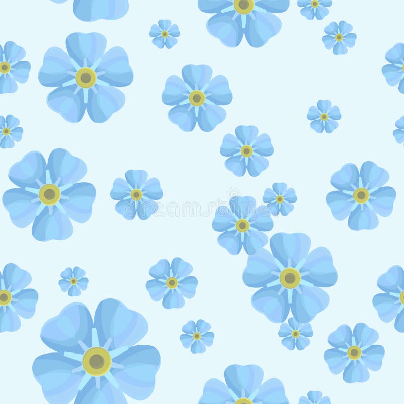 Summer Seamless Pattern with Blue Forget-me-nots Stock Vector ...