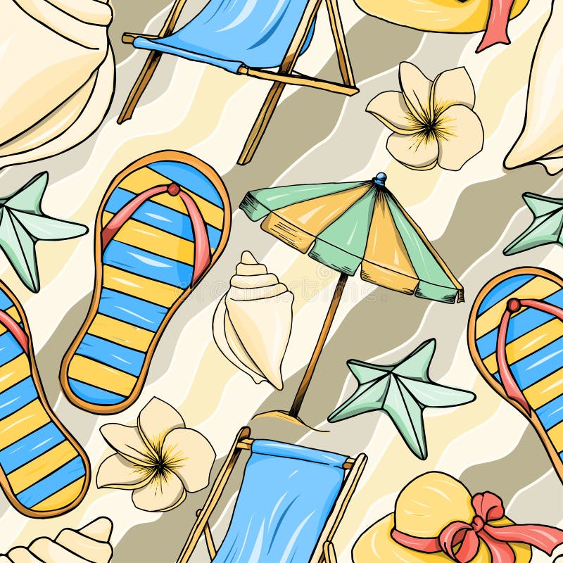 Beach Seamless pattern stock illustration. Illustration of hell - 35748425