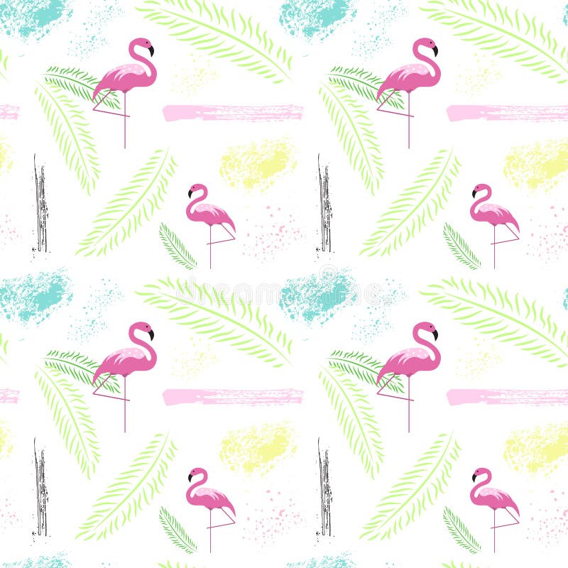 Summer Seamless Pattern with Colorful Tropical Ornament Background ...