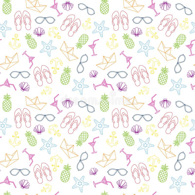 Summer Seamless Pattern with Colorful Tropical Ornament Background ...