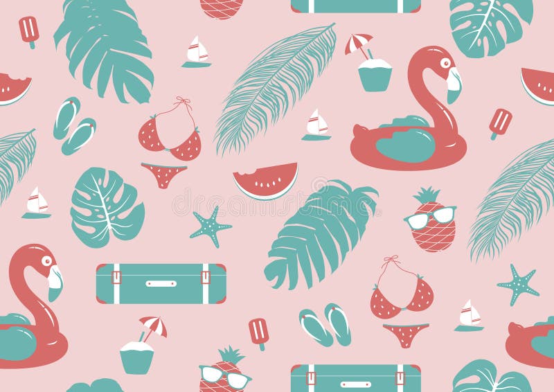 Summer Seamless Pattern Design Vector Illustration Stock Vector ...