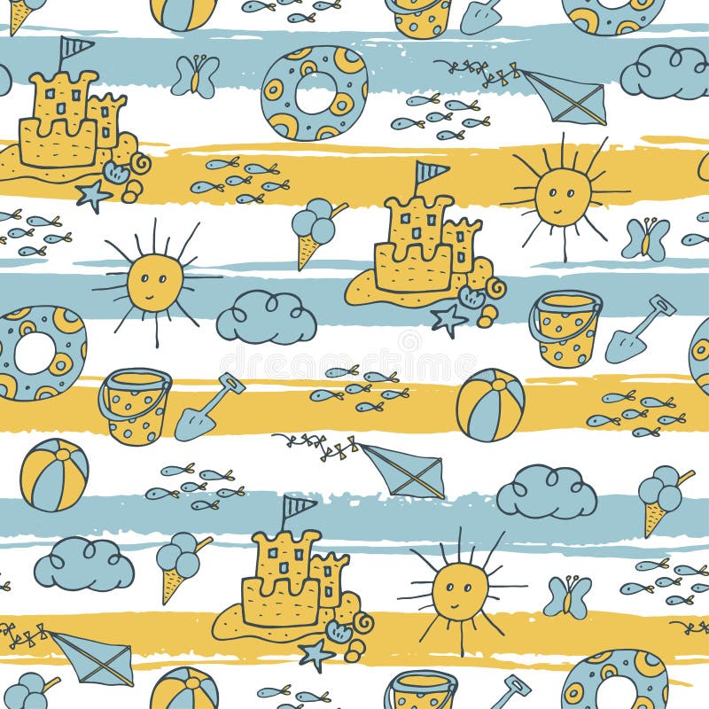 Summer seamless pattern stock vector. Illustration of design - 73312969