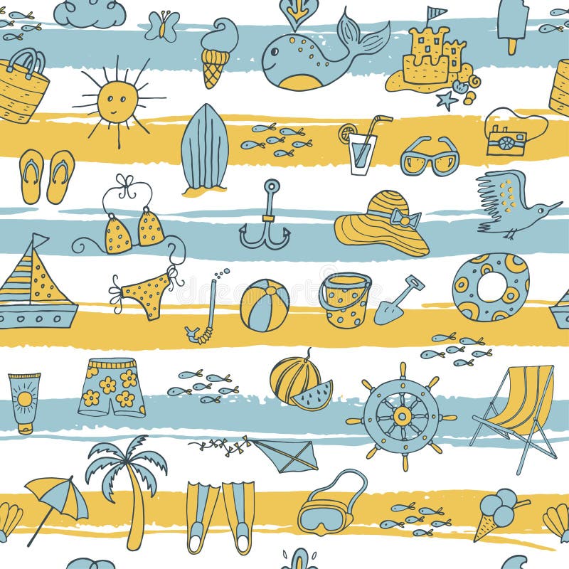 Summer seamless pattern stock vector. Illustration of design - 73312969