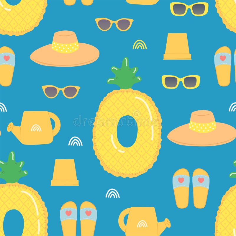 Summer Seamless Pattern Vector and Flat Design Stock Vector ...