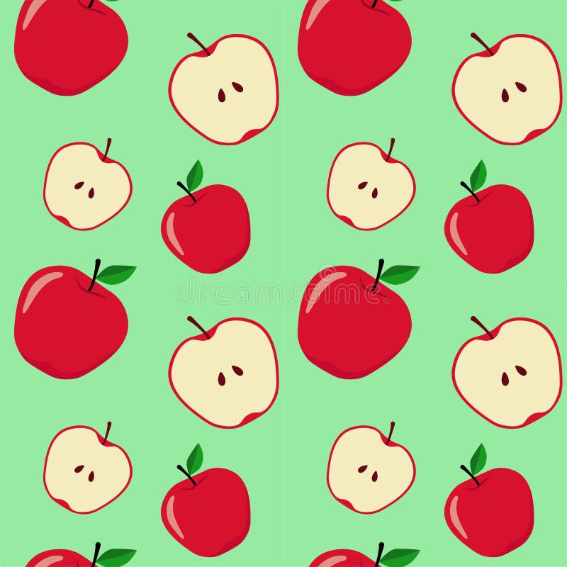Vector Summer Seamless Pattern with Red Apples Stock Vector ...