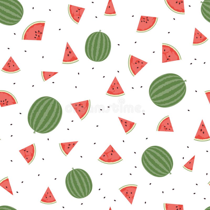 Summer Seamless Pattern with Watermelon Slices on a White Background. Stock Vector ...