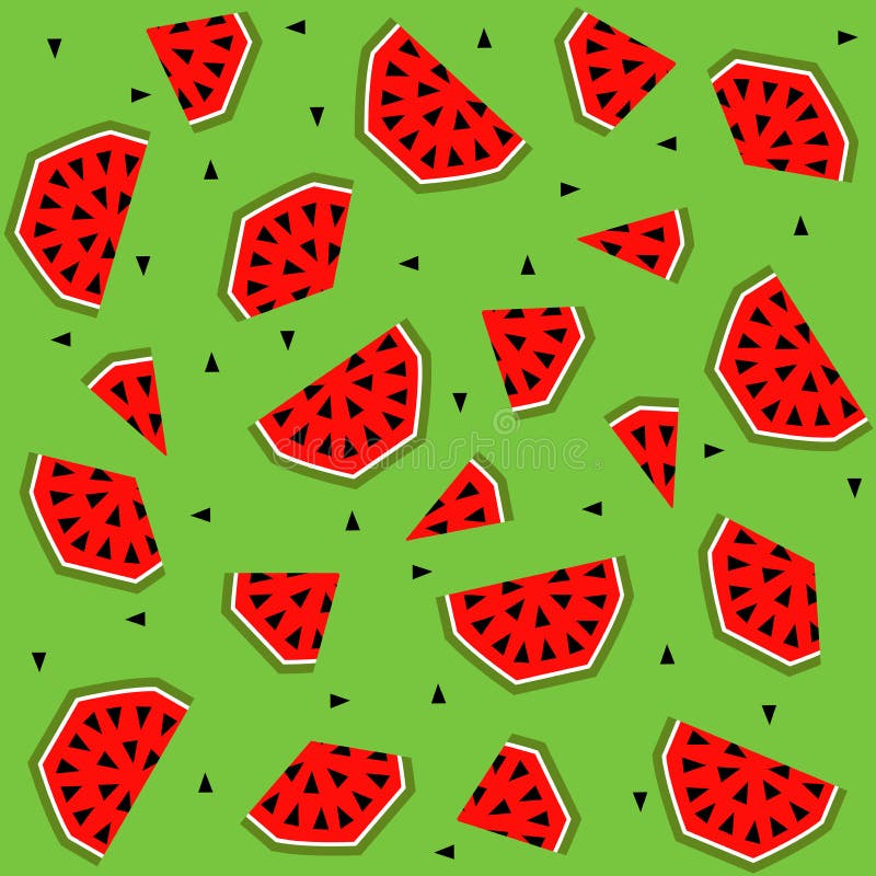 Summer Seamless Pattern with Watermelon, Vector Background Stock Vector ...
