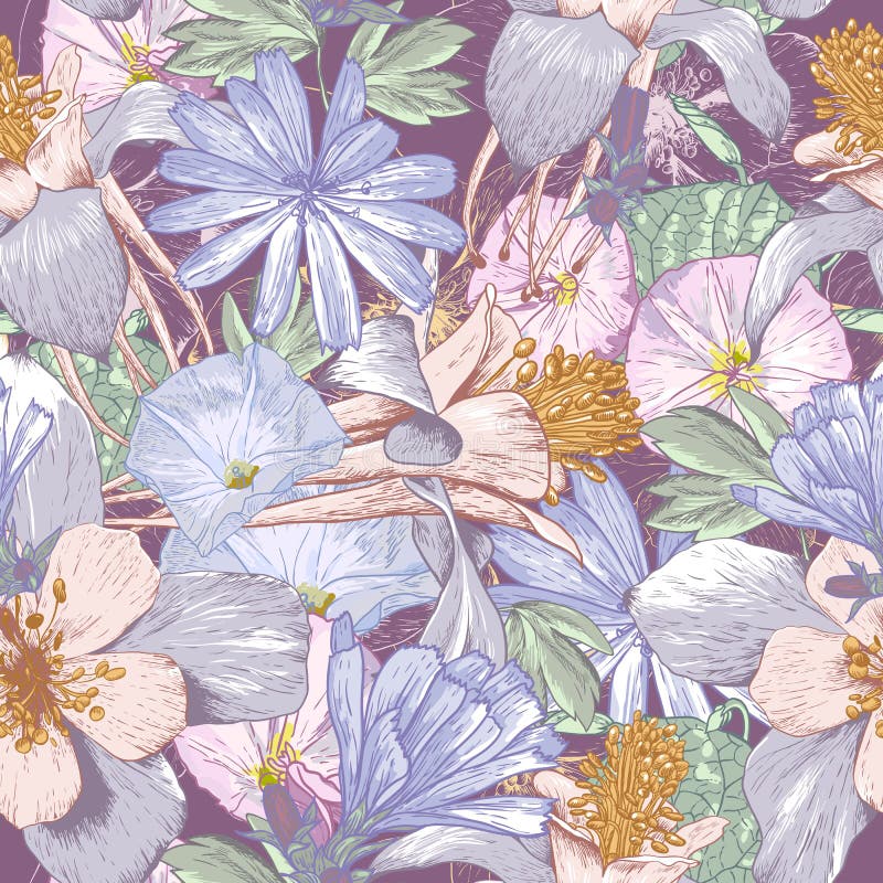 Summer Seamless Watercolor Pattern with Pink Stock Vector ...