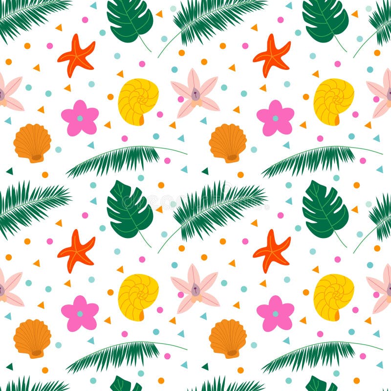 Summer Seamless Pattern of Women`s Beach Items Stock Vector ...