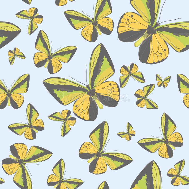 Summer Seamless Pattern with Yellow Butterflies Stock Vector ...
