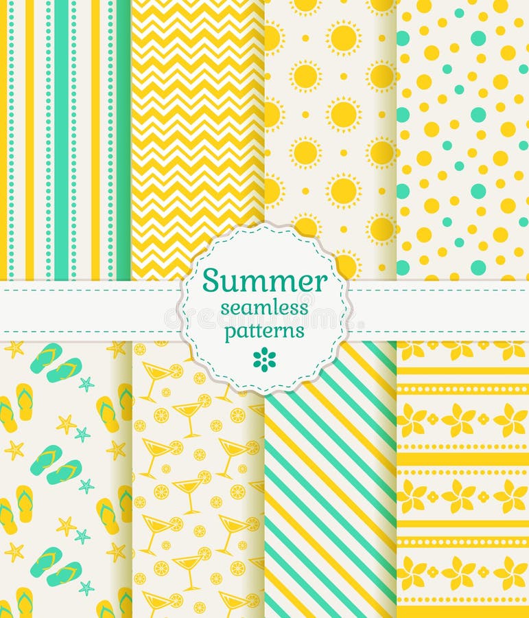 Summer Seamless Patterns. Vector Collection. Stock Vector ...