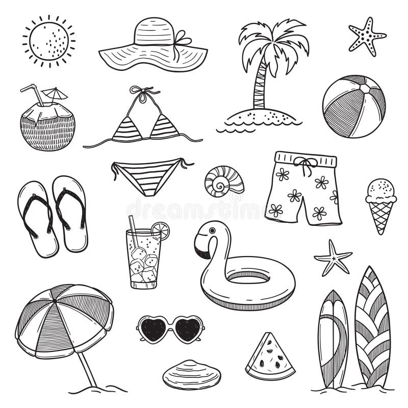 Summer Theme Doodles Stock Illustrations – 587 Summer Theme Doodles ...