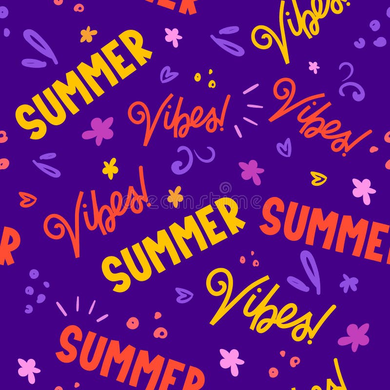 Summer Texts Lettering Seamless Pattern Design. Stock Vector - Illustration of fabric ...