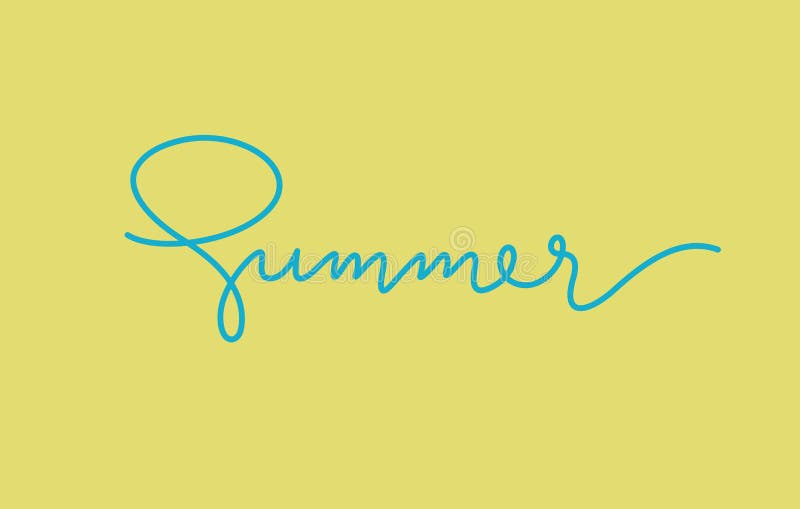 Summer Season Word Lettering Design in Continuous Line Drawing Stock ...
