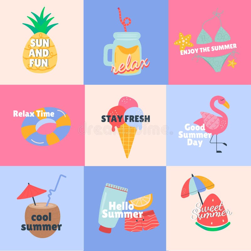 Summer Set of Badge, Label Design with Lettering Stock Vector ...