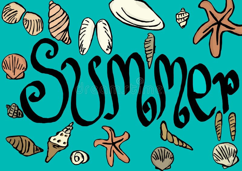 Summer Sea Shells Round Frame Stock Vector - Illustration of seashell ...