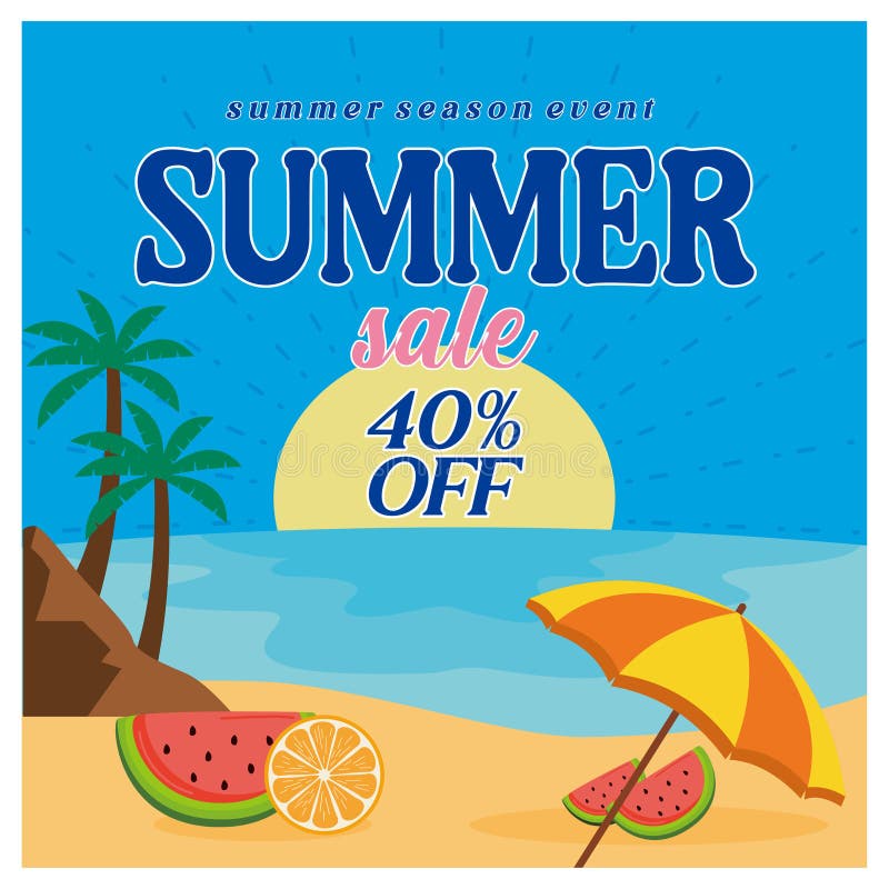 Summer Shopping Event. Colourful Summer Beach Background Stock Vector ...
