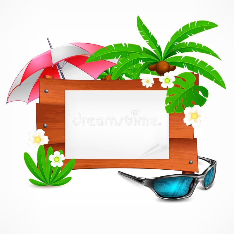 Summer Sign Board on White. Vector Illustration. Stock Vector ...