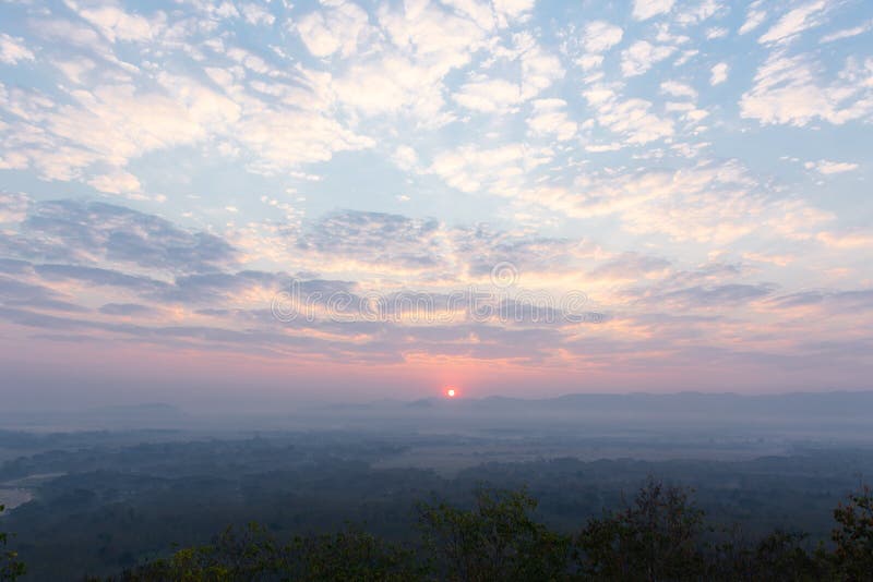Summer Sky Sunrise Wide Angle View Landscape Stock Photo - Image of ...