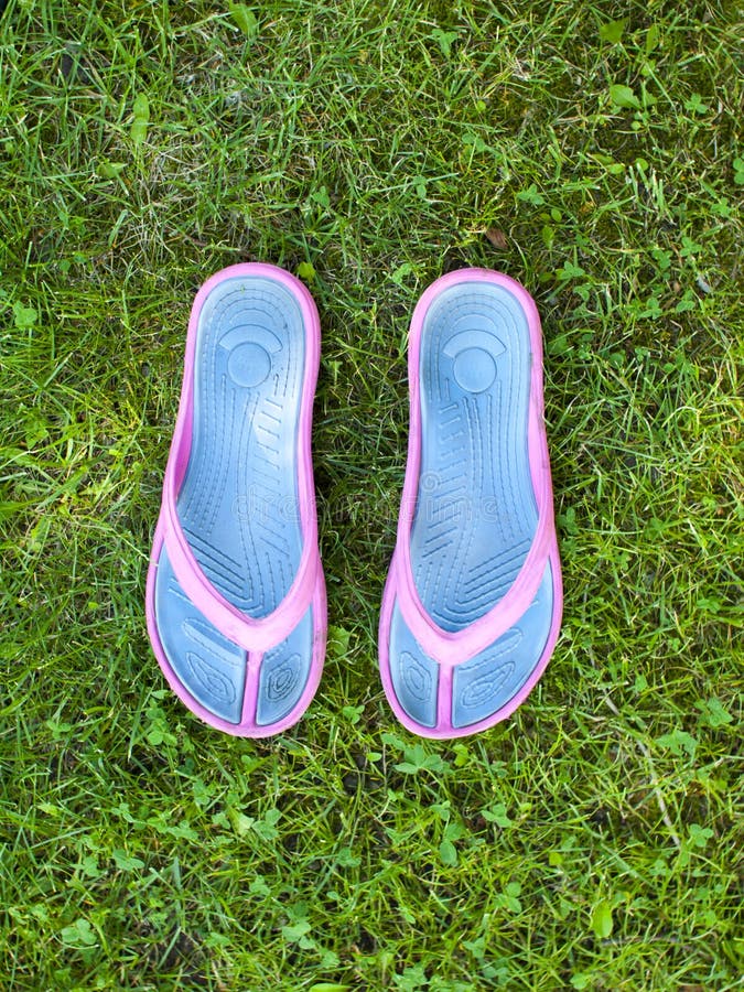Summer Slippers are on the Grass. Stock Photo - Image of feminine, easy ...