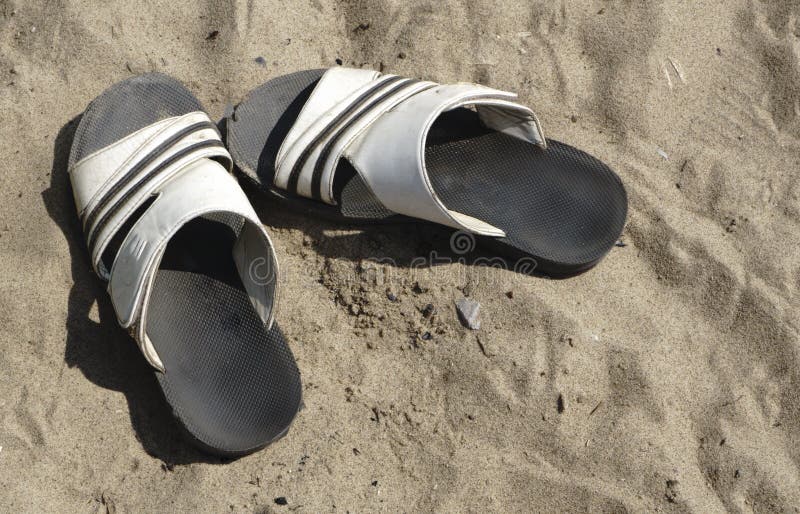 Summer Slippers in the Sand Stock Image - Image of whitewoodbackground ...