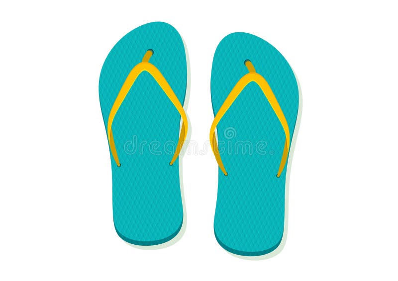 Summer Slippers Vector Flat Design on White Background Stock Vector ...