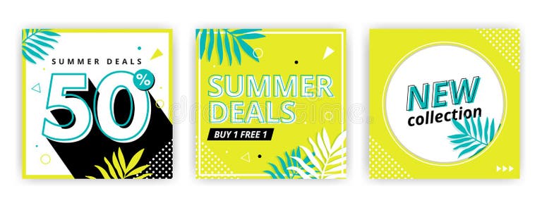 Summer Sale Social Media Posts Design Stock Vector - Illustration of ...