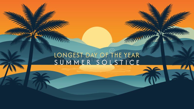 Summer Solstice Longest Day of the Year Flat Vector Illustration Stock ...