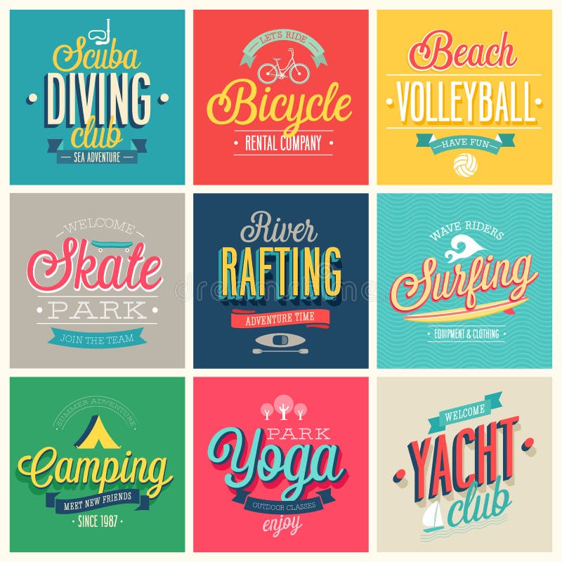 Summer Sports Set - Labels and Emblems. Stock Vector - Illustration of ...