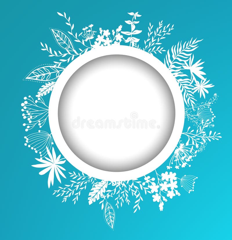 Summer Spring Blue Leaves Branches Twigs Plants Foliage Greenery Round ...