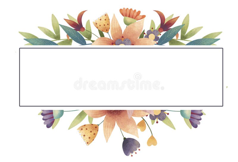 Summer, Spring, Easter, Birthday or Wedding Rectangle Frame with ...