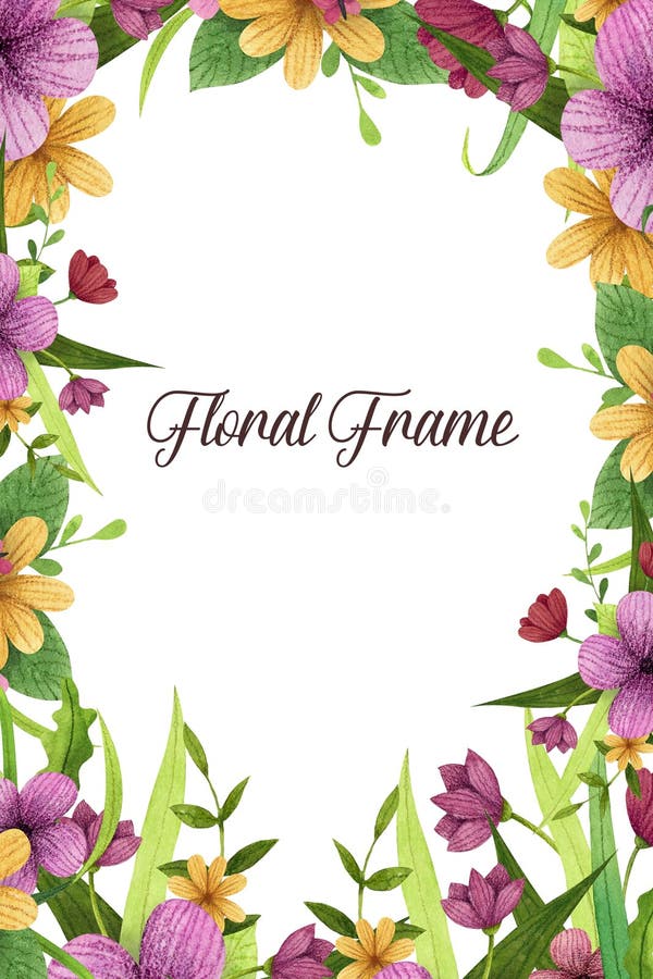 Summer, Spring, Easter, Birthday, Wedding Rectangle Frame with Flowers ...