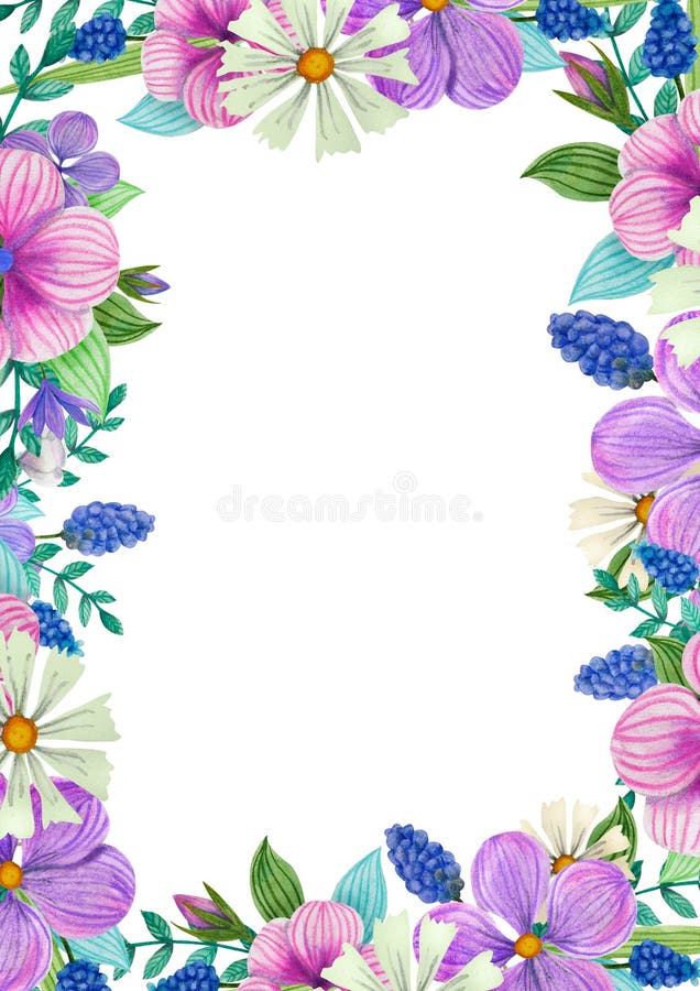 Summer Watercolor Floral Frame Rectangle Stock Illustrations – 597 ...