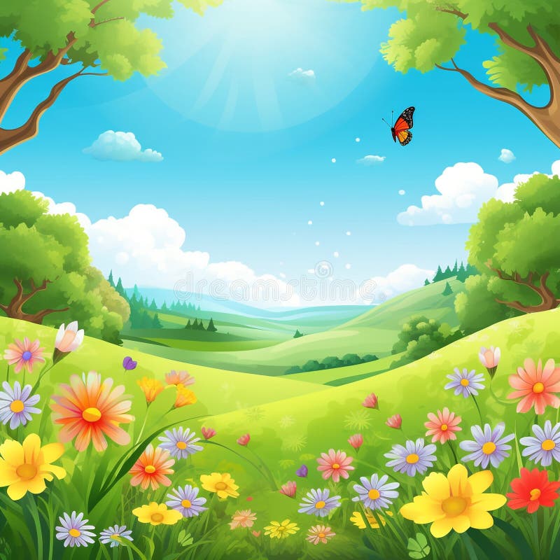 Summer or Spring Season, Vector Style Background Stock Illustration ...