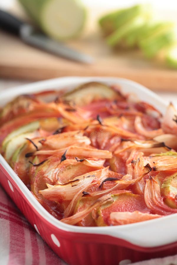 Summer squash gratin stock photo. Image of knife, meal - 25596114
