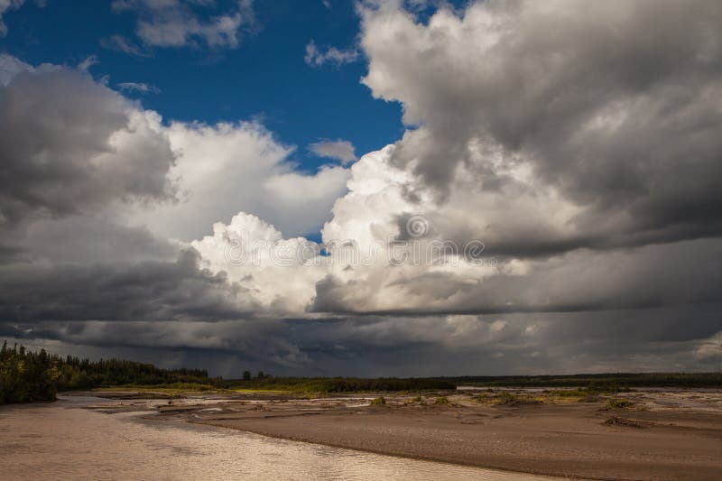 Summer Storm on the Copper River Stock Photo - Image of cutoff, storm ...