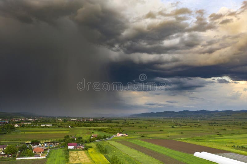 Summer Storm Over the Fields Stock Image - Image of discharge, rain ...