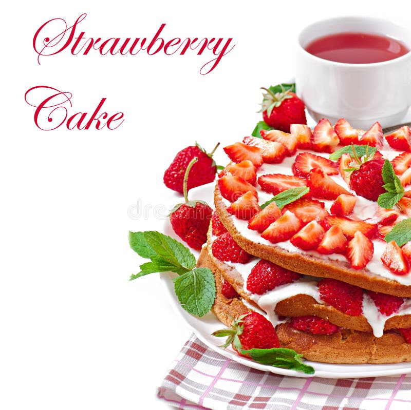 Summer strawberry cake stock image. Image of beautiful - 41277363