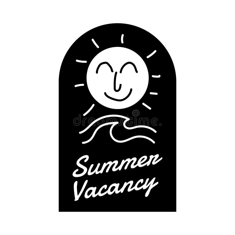Summer Vacancy Logo Template with Happy Face Sun Stock Vector ...