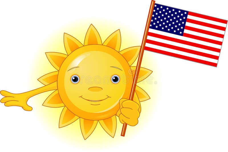 Summer Sun with American Flag Stock Vector - Illustration of summer ...