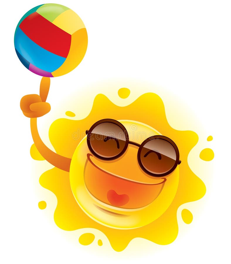 Summer sun with beach ball stock vector. Illustration of background ...