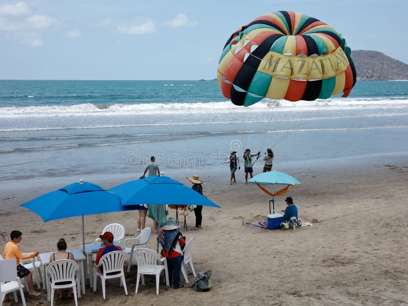 Summer Sun and Fun Parasailing in Mazatlan, Mexico Editorial Image ...