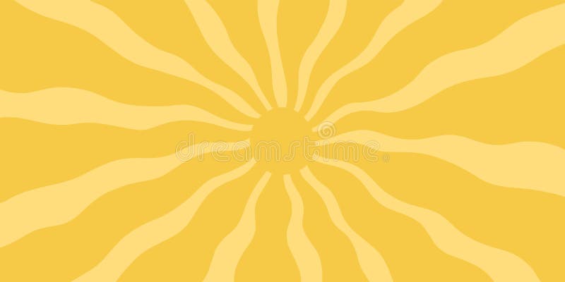 Summer Sun Horizontal Background. Groovy Sun with Wavy Rays, Stock ...