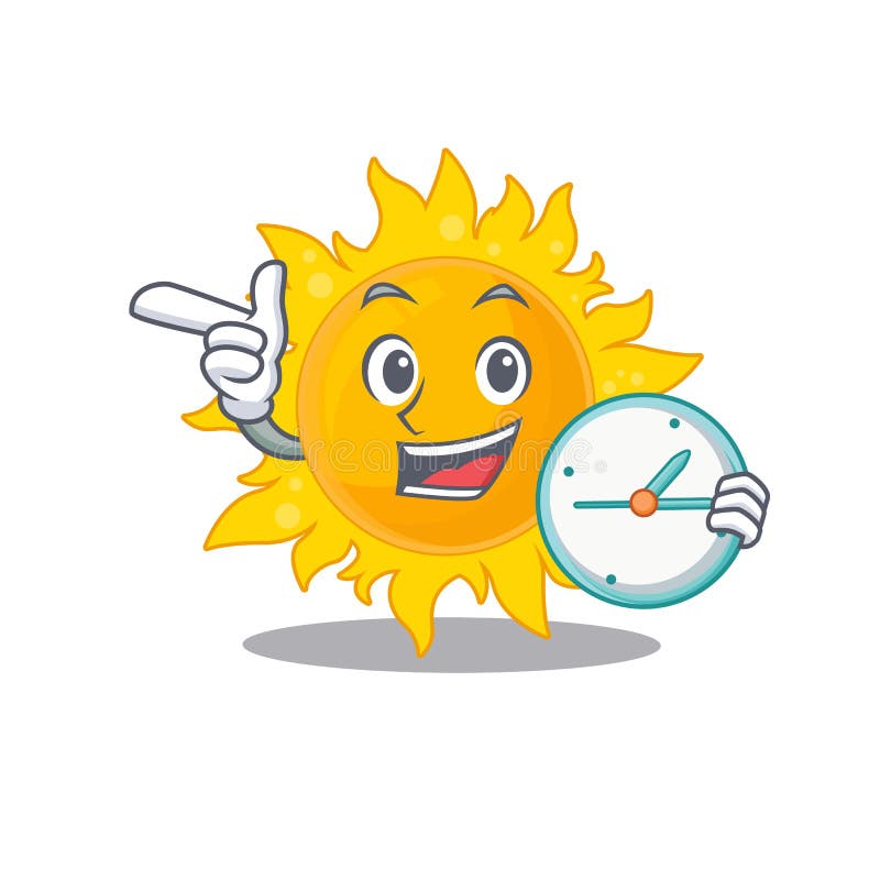 Summer Sun Mascot Design Concept Smiling with Clock Stock Vector ...