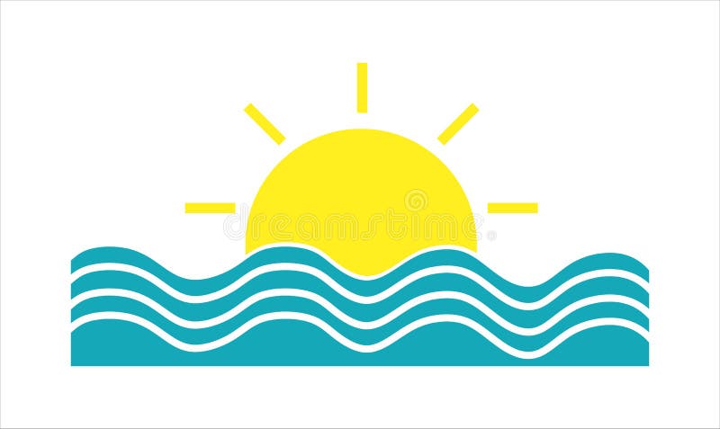 Summer Sun and Sea Waves Icon Vector Illustration Stock Vector ...