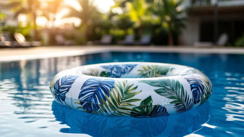 The Summer Sun Shines on a Pool Float in a Tropical Pool, Creating an ...