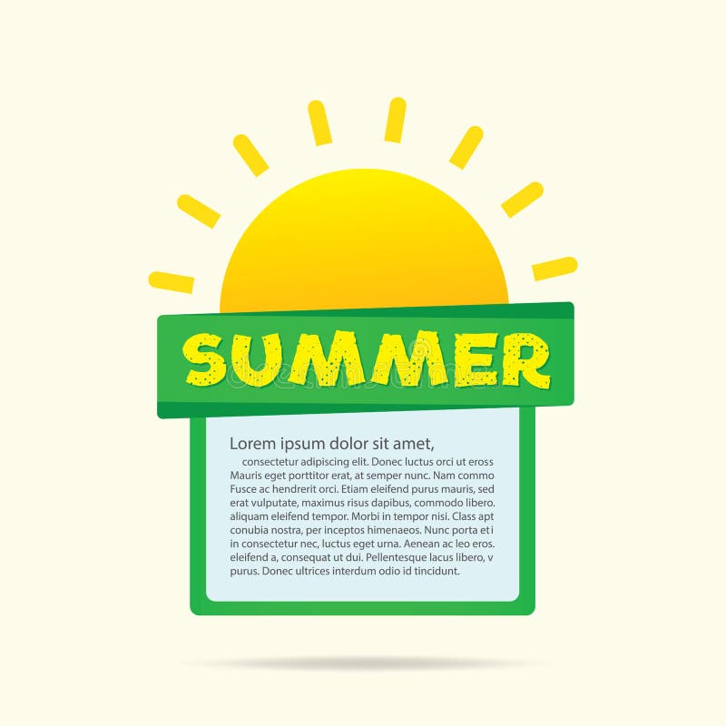 Summer Sun with Text Box Heading Design and Layout. Vector Illus Stock ...